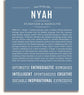 Nyah Personalized Name Meaning Art Prints – Name Stories