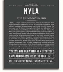 Nyla Personalized Name Meaning Art Prints – Name Stories