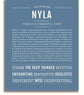Nyla Personalized Name Meaning Art Prints – Name Stories