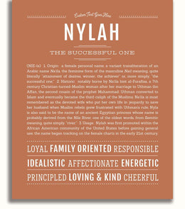 Nylah Personalized Name Meaning Art Prints – Name Stories