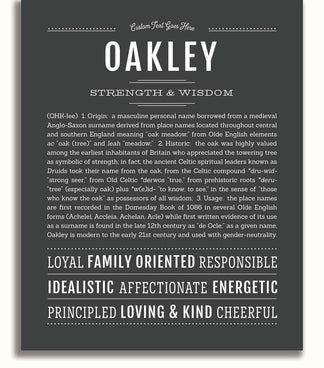 Oakley (male) | Name Art Print – Name Stories