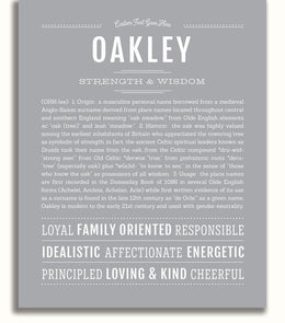Oakley Personalized Name Meaning Art Prints – Name Stories