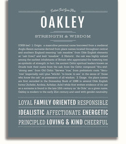 Oakley (male) | Name Art Print – Name Stories