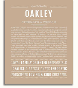 Oakley (male) | Name Art Print – Name Stories