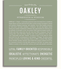 Oakley (male) | Name Art Print – Name Stories