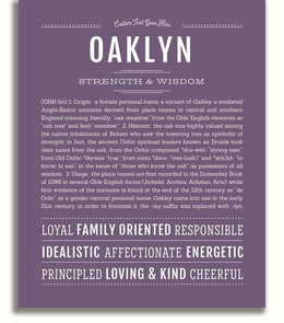 Oaklyn | Name Art Print – Name Stories