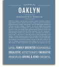 Oaklyn Personalized Name Meaning Art Prints – Name Stories