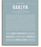 Oaklyn Personalized Name Meaning Art Prints – Name Stories