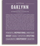 Oaklynn Personalized Name Meaning Art Prints – Name Stories
