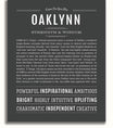 Oaklynn Personalized Name Meaning Art Prints – Name Stories