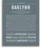 Oaklynn Personalized Name Meaning Art Prints – Name Stories