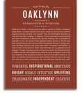 Oaklynn Personalized Name Meaning Art Prints – Name Stories