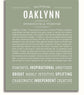 Oaklynn Personalized Name Meaning Art Prints – Name Stories
