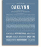 Oaklynn Personalized Name Meaning Art Prints – Name Stories