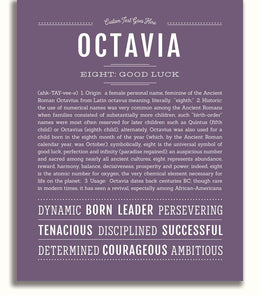 Octavia Personalized Name Meaning Art Prints – Name Stories