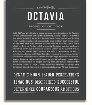 Octavia Personalized Name Meaning Art Prints – Name Stories