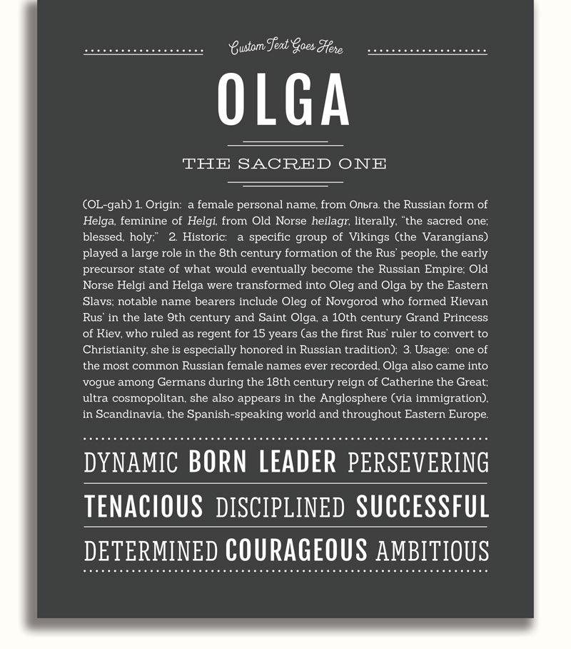 Olga Personalized Name Meaning Art Prints – Name Stories