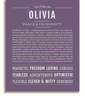 Olivia Personalized Name Meaning Art Prints – Name Stories