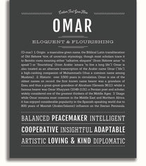 Omar Personalized Name Meaning Art Prints – Name Stories