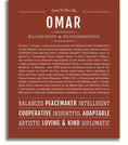 Omar Personalized Name Meaning Art Prints – Name Stories