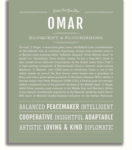 Omar Personalized Name Meaning Art Prints – Name Stories
