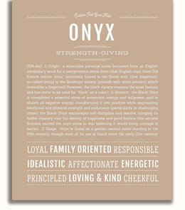 Onyx Personalized Name Meaning Art Prints – Name Stories