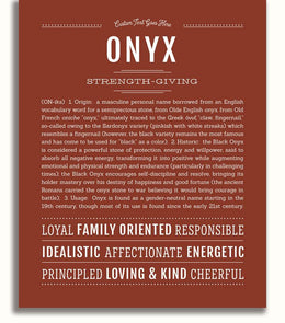 Onyx Personalized Name Meaning Art Prints – Name Stories