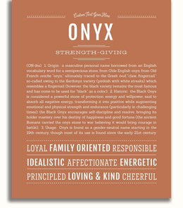 Onyx Personalized Name Meaning Art Prints – Name Stories