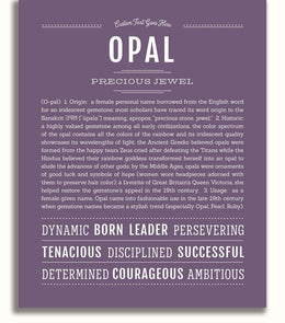 Opal Personalized Name Meaning Art Prints – Name Stories