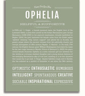 Ophelia Personalized Name Meaning Art Prints – Name Stories
