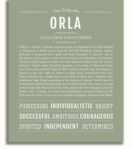 Orla Personalized Name Meaning Art Prints – Name Stories