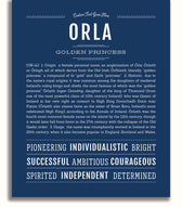 Orla Personalized Name Meaning Art Prints – Name Stories