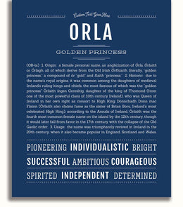 Orla Personalized Name Meaning Art Prints – Name Stories