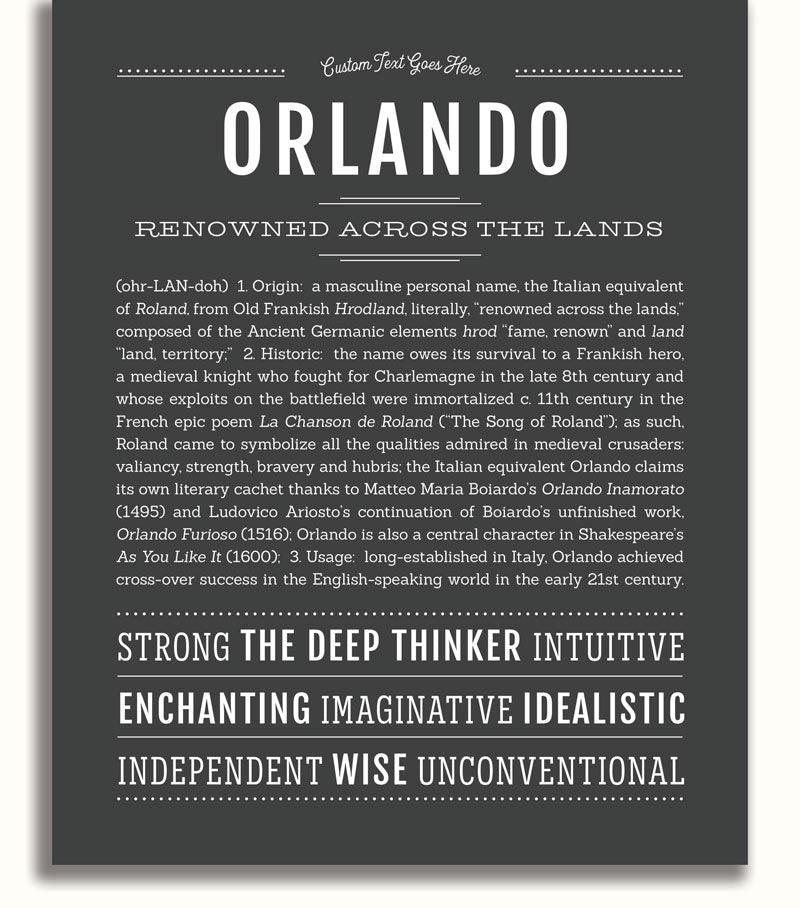 Orlando Personalized Name Meaning Art Prints – Name Stories