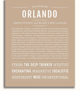 Orlando Personalized Name Meaning Art Prints – Name Stories