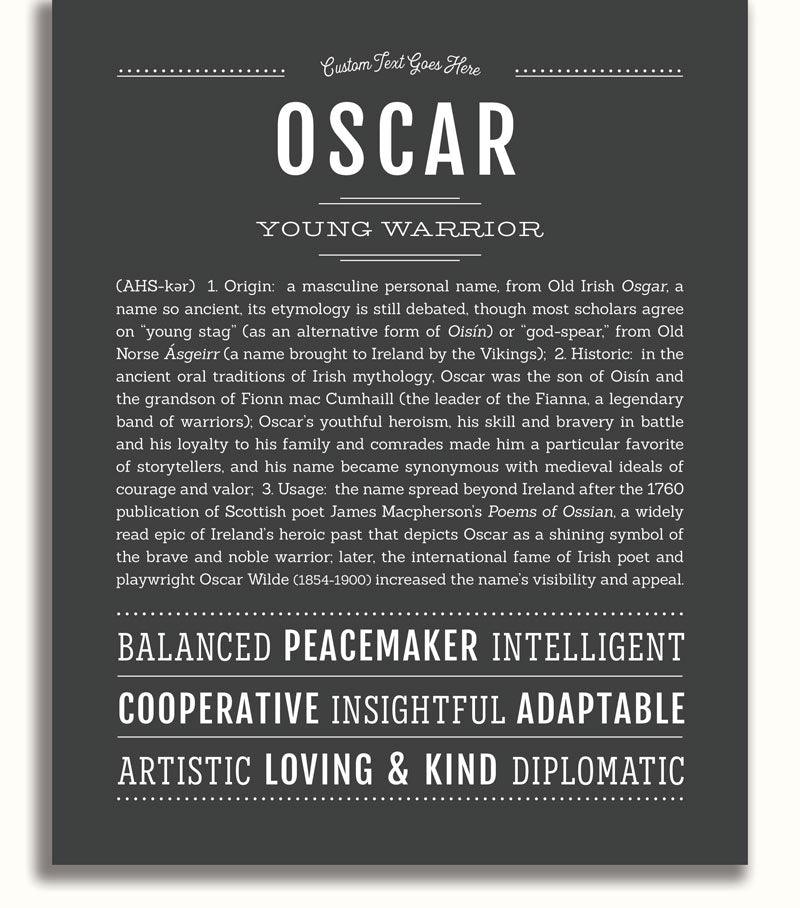 Oscar Personalized Name Meaning Art Prints – Name Stories