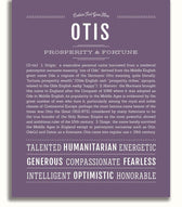 Otis Personalized Name Meaning Art Prints – Name Stories