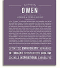 Owen Personalized Name Meaning Art Prints – Name Stories