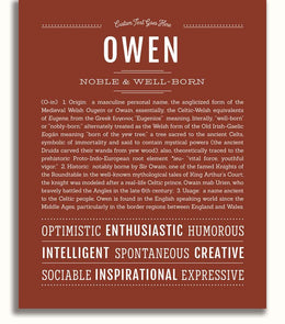 Owen Personalized Name Meaning Art Prints – Name Stories