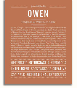Owen Personalized Name Meaning Art Prints – Name Stories