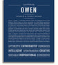 Owen Personalized Name Meaning Art Prints – Name Stories