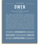 Owen Personalized Name Meaning Art Prints – Name Stories