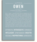 Owen Personalized Name Meaning Art Prints – Name Stories