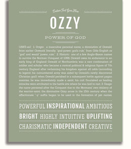 Ozzy Personalized Name Meaning Art Prints – Name Stories
