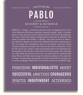 Pablo Personalized Name Meaning Art Prints – Name Stories