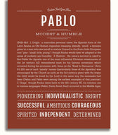 Pablo Personalized Name Meaning Art Prints – Name Stories