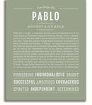 Pablo Personalized Name Meaning Art Prints – Name Stories