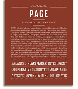 Page Personalized Name Meaning Art Prints – Name Stories