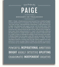 Paige Personalized Name Meaning Art Prints – Name Stories