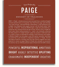 Paige Personalized Name Meaning Art Prints – Name Stories